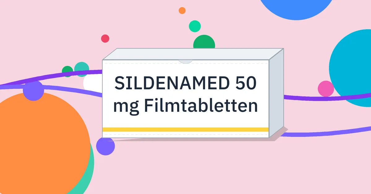 Symbolbild: Packung mit der Aufschrift SILDENAMED 50 mg Filmtabletten (PZN 20156158) – Verfügbarkeit und Bezug in Apotheken in Frankfurt am Main