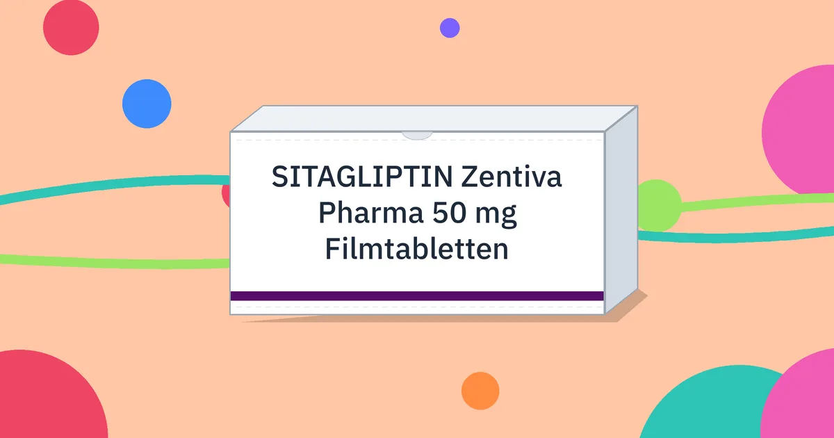 Symbolbild: Packung mit der Aufschrift SITAGLIPTIN Zentiva Pharma 50 mg Filmtabletten (PZN 18841326) – Verfügbarkeit und Bezug in Apotheken in Frankfurt am Main
