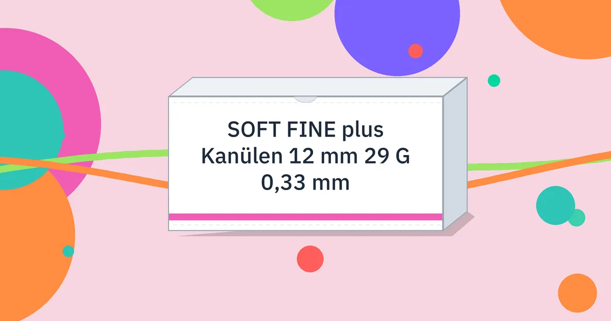 Symbolbild: Packung mit der Aufschrift SOFT FINE plus Kanülen 12 mm 29 G 0,33 mm (PZN 09728683) – Verfügbarkeit und Bezug in Apotheken in Frankfurt am Main