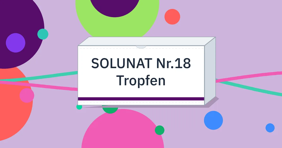 Symbolbild: Packung mit der Aufschrift SOLUNAT Nr.18 Tropfen (PZN 02942597) – Verfügbarkeit und Bezug in Apotheken in Frankfurt am Main