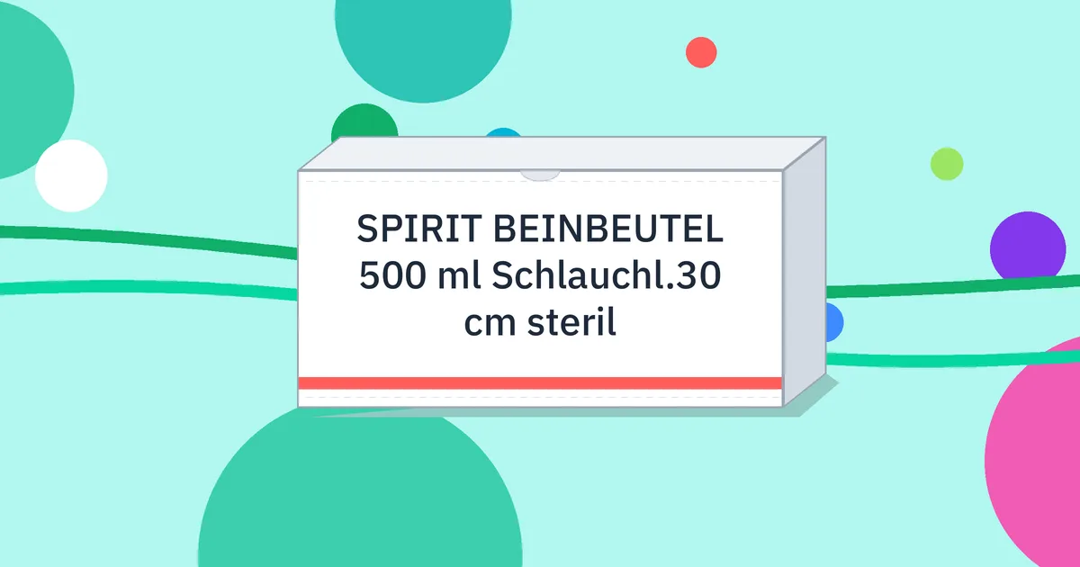 Symbolbild: Packung mit der Aufschrift SPIRIT BEINBEUTEL 500 ml Schlauchl.30 cm steril (PZN 12749826) – Verfügbarkeit und Bezug in Apotheken in Frankfurt am Main