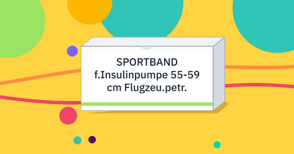 Symbolbild: Packung mit der Aufschrift SPORTBAND f.Insulinpumpe 55-59 cm Flugzeu.petr. (PZN 13916143) – Verfügbarkeit und Bezug in Apotheken in Frankfurt am Main
