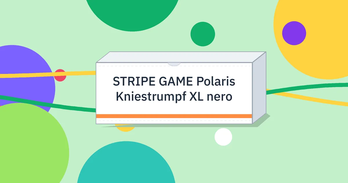 Symbolbild: Packung mit der Aufschrift STRIPE GAME Polaris Kniestrumpf XL nero (PZN 20209073) – Verfügbarkeit und Bezug in Apotheken in Frankfurt am Main