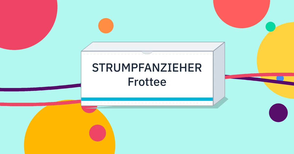 Symbolbild: Packung mit der Aufschrift STRUMPFANZIEHER Frottee (PZN 09212962) – Verfügbarkeit und Bezug in Apotheken in Frankfurt am Main