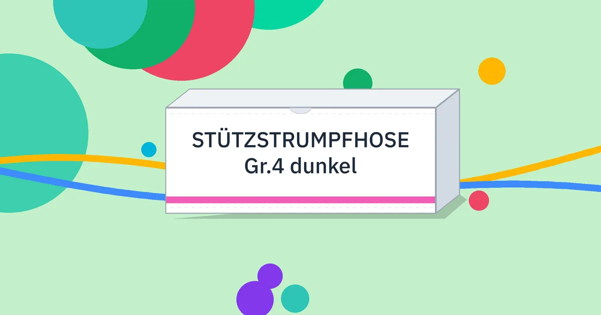 Symbolbild: Packung mit der Aufschrift STÜTZSTRUMPFHOSE Gr.4 dunkel (PZN 01979026) – Verfügbarkeit und Bezug in Apotheken in Frankfurt am Main