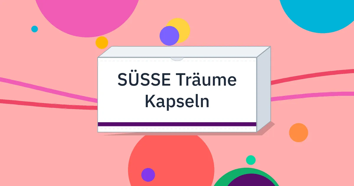 Symbolbild: Packung mit der Aufschrift SÜSSE Träume Kapseln (PZN 19642072) – Verfügbarkeit und Bezug in Apotheken in Frankfurt am Main