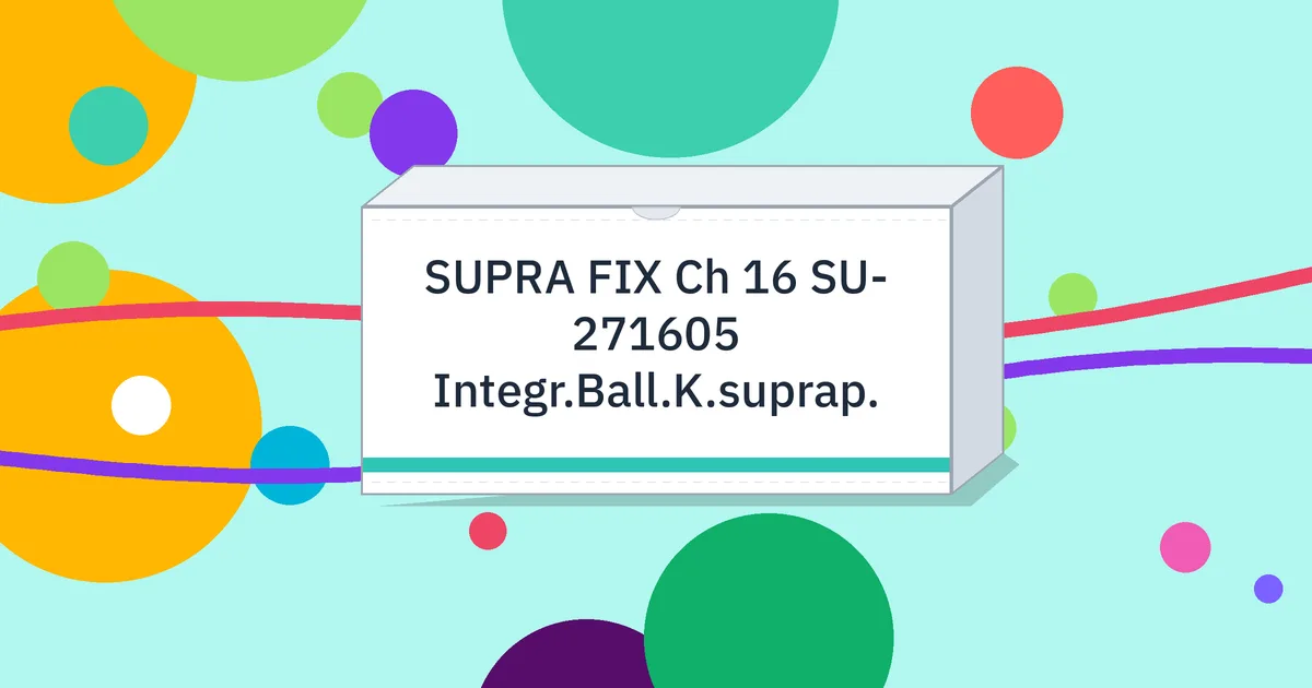 Symbolbild: Packung mit der Aufschrift SUPRA FIX Ch 16 SU-271605 Integr.Ball.K.suprap. (PZN 07215229) – Verfügbarkeit und Bezug in Apotheken in Frankfurt am Main