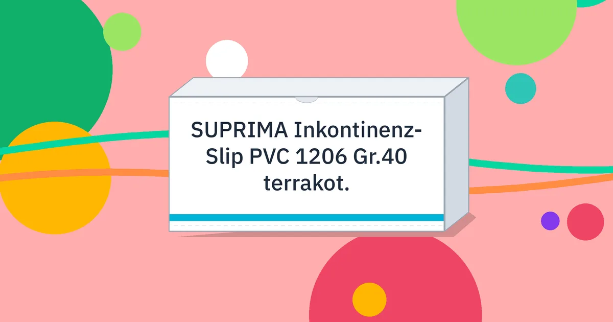 Symbolbild: Packung mit der Aufschrift SUPRIMA Inkontinenz-Slip PVC 1206 Gr.40 terrakot. (PZN 00417243) – Verfügbarkeit und Bezug in Apotheken in Frankfurt am Main
