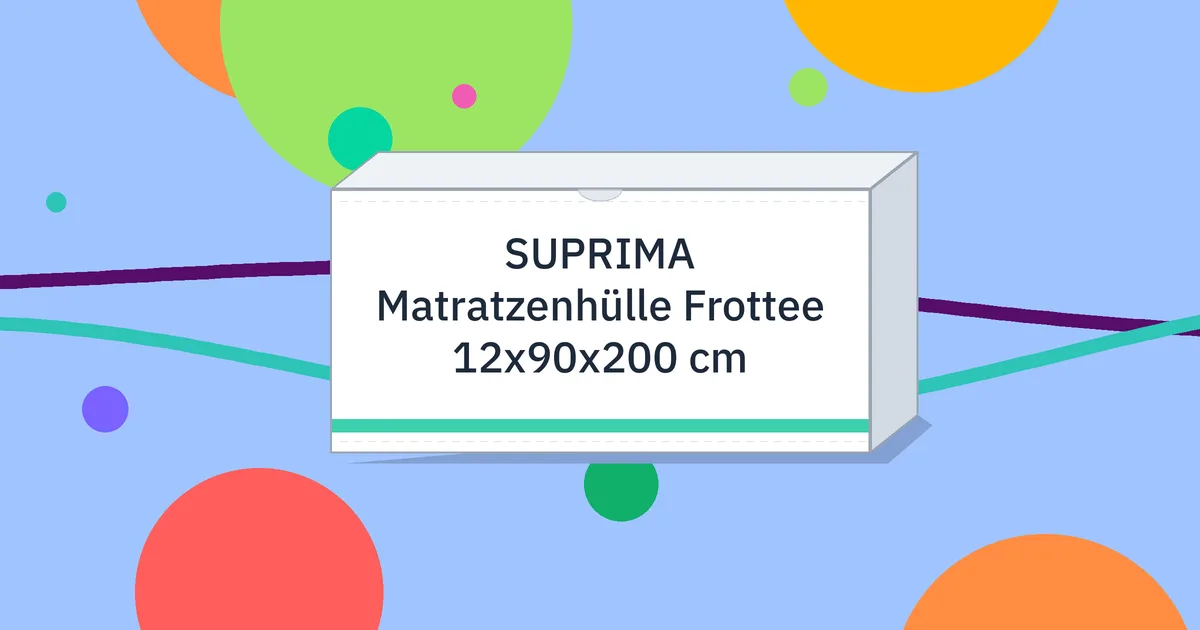 Symbolbild: Packung mit der Aufschrift SUPRIMA Matratzenhülle Frottee 12x90x200 cm (PZN 05380361) – Verfügbarkeit und Bezug in Apotheken in Frankfurt am Main
