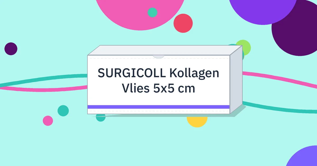 Symbolbild: Packung mit der Aufschrift SURGICOLL Kollagen Vlies 5x5 cm (PZN 04012833) – Verfügbarkeit und Bezug in Apotheken in Frankfurt am Main