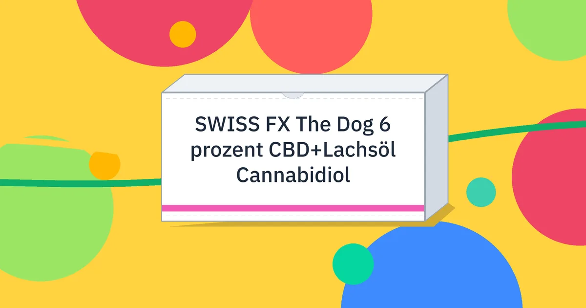 Symbolbild: Packung mit der Aufschrift SWISS FX The Dog 6 prozent CBD+Lachsöl Cannabidiol (PZN 17211391) – Verfügbarkeit und Bezug in Apotheken in Frankfurt am Main