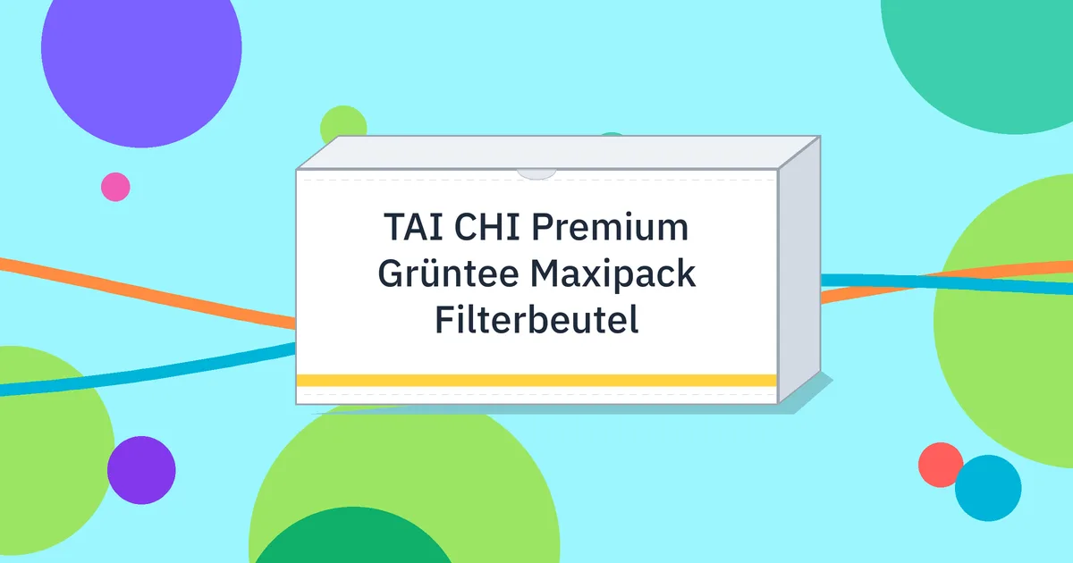 Symbolbild: Packung mit der Aufschrift TAI CHI Premium Grüntee Maxipack Filterbeutel (PZN 17400873) – Verfügbarkeit und Bezug in Apotheken in Frankfurt am Main