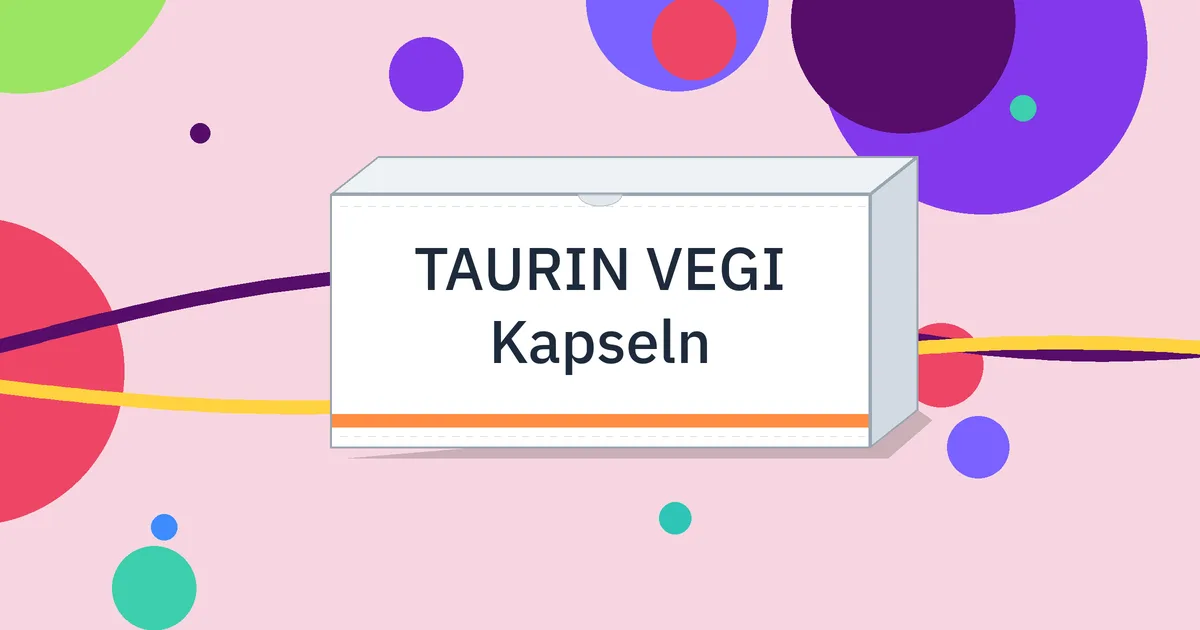 Symbolbild: Packung mit der Aufschrift TAURIN VEGI Kapseln (PZN 03869419) – Verfügbarkeit und Bezug in Apotheken in Frankfurt am Main