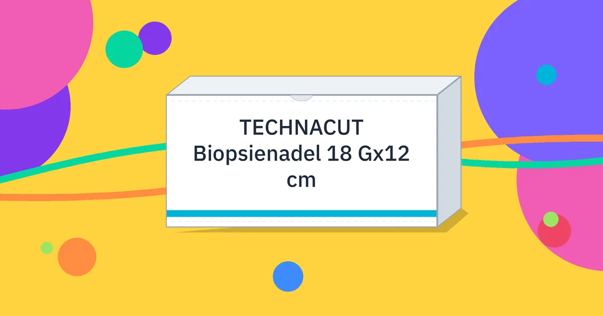 Symbolbild: Packung mit der Aufschrift TECHNACUT Biopsienadel 18 Gx12 cm (PZN 06771879) – Verfügbarkeit und Bezug in Apotheken in Frankfurt am Main