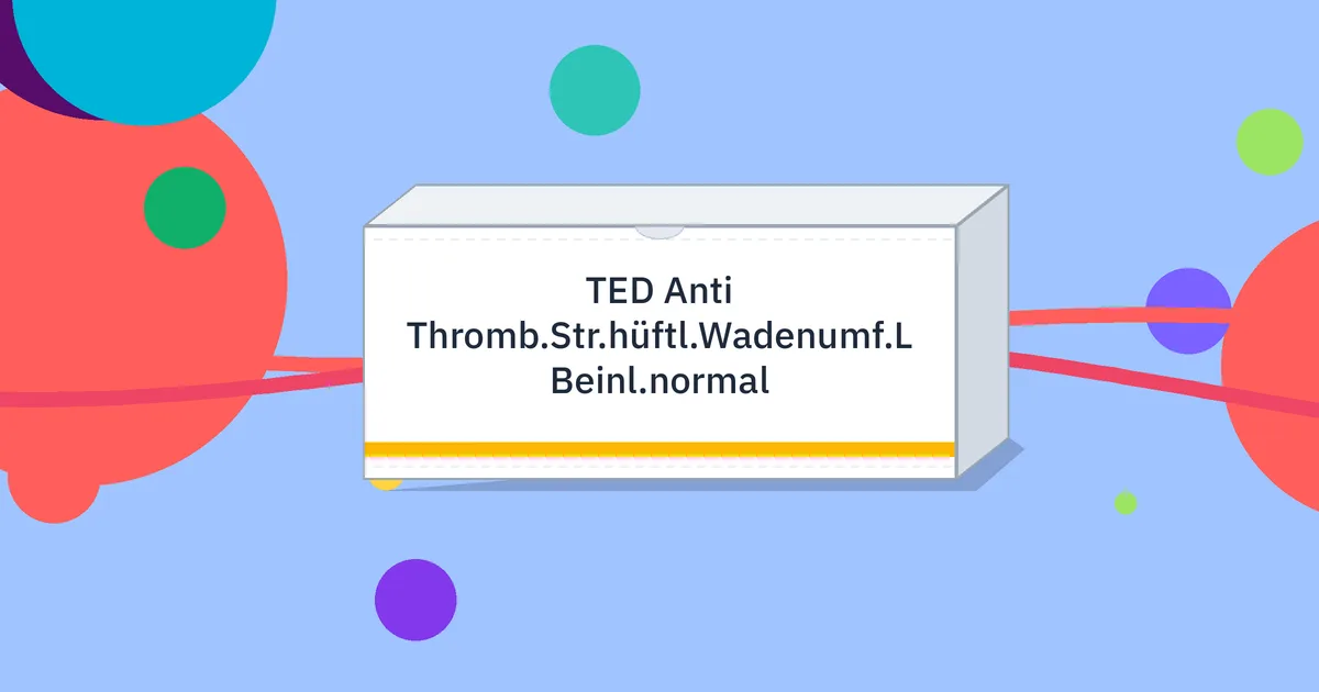 Symbolbild: Packung mit der Aufschrift TED Anti Thromb.Str.hüftl.Wadenumf.L Beinl.normal (PZN 12377939) – Verfügbarkeit und Bezug in Apotheken in Frankfurt am Main