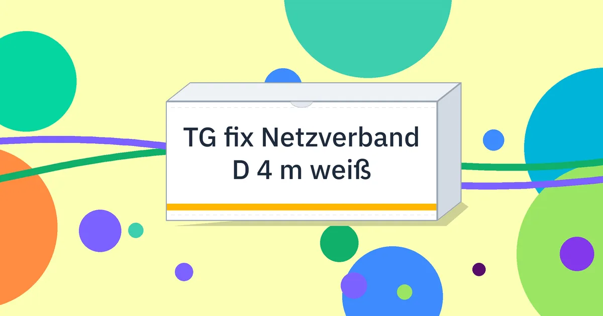 Symbolbild: Packung mit der Aufschrift TG fix Netzverband D 4 m weiß (PZN 15430918) – Verfügbarkeit und Bezug in Apotheken in Frankfurt am Main