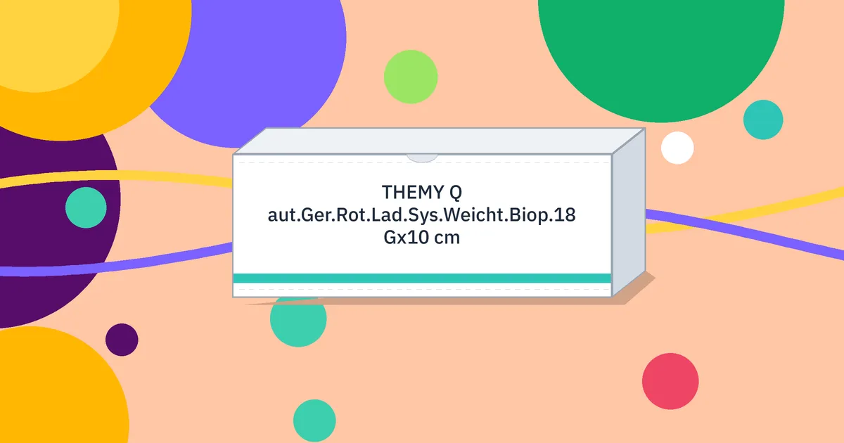 Symbolbild: Packung mit der Aufschrift THEMY Q aut.Ger.Rot.Lad.Sys.Weicht.Biop.18 Gx10 cm (PZN 19737921) – Verfügbarkeit und Bezug in Apotheken in Frankfurt am Main