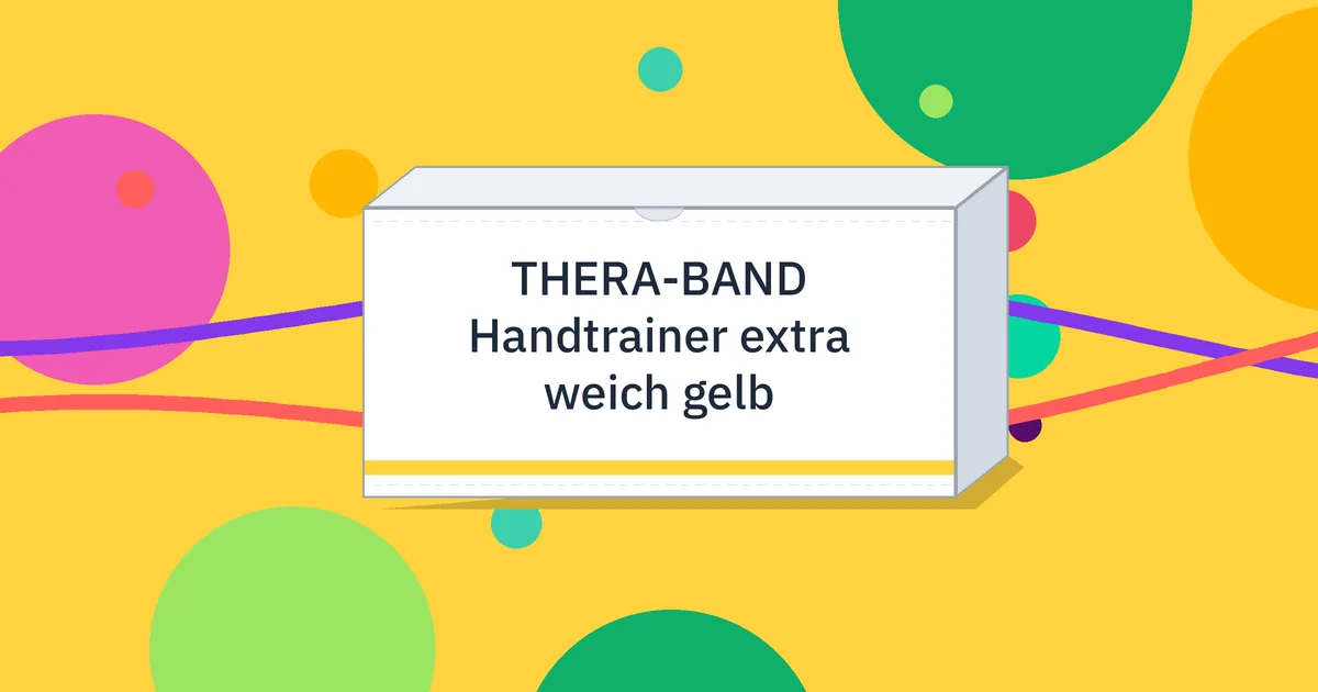Symbolbild: Packung mit der Aufschrift THERA-BAND Handtrainer extra weich gelb (PZN 01028041) – Verfügbarkeit und Bezug in Apotheken in Frankfurt am Main