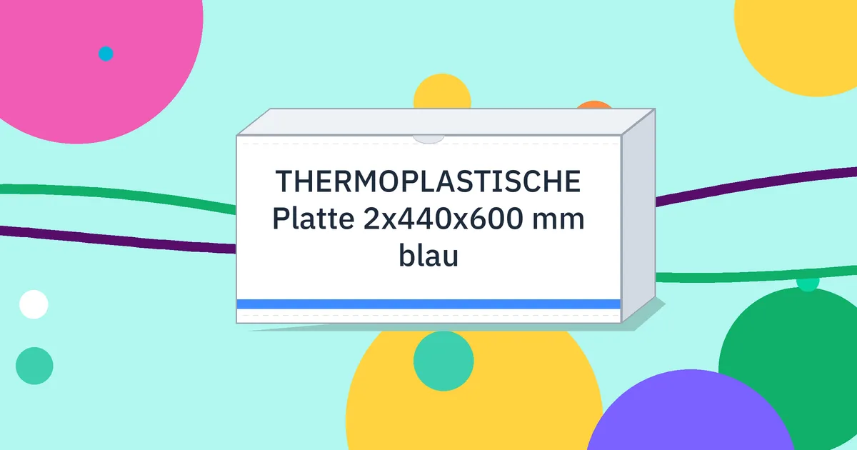 Symbolbild: Packung mit der Aufschrift THERMOPLASTISCHE Platte 2x440x600 mm blau (PZN 11550063) – Verfügbarkeit und Bezug in Apotheken in Frankfurt am Main