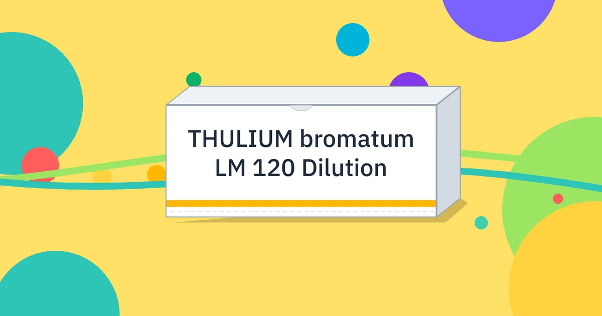Symbolbild: Packung mit der Aufschrift THULIUM bromatum LM 120 Dilution (PZN 13691543) – Verfügbarkeit und Bezug in Apotheken in Frankfurt am Main