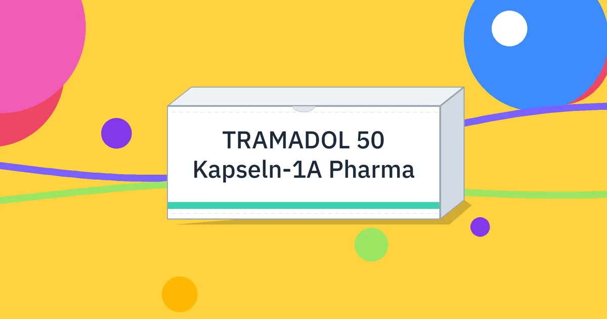 Symbolbild: Packung mit der Aufschrift TRAMADOL 50 Kapseln-1A Pharma (PZN 03682141) – Verfügbarkeit und Bezug in Apotheken in Frankfurt am Main