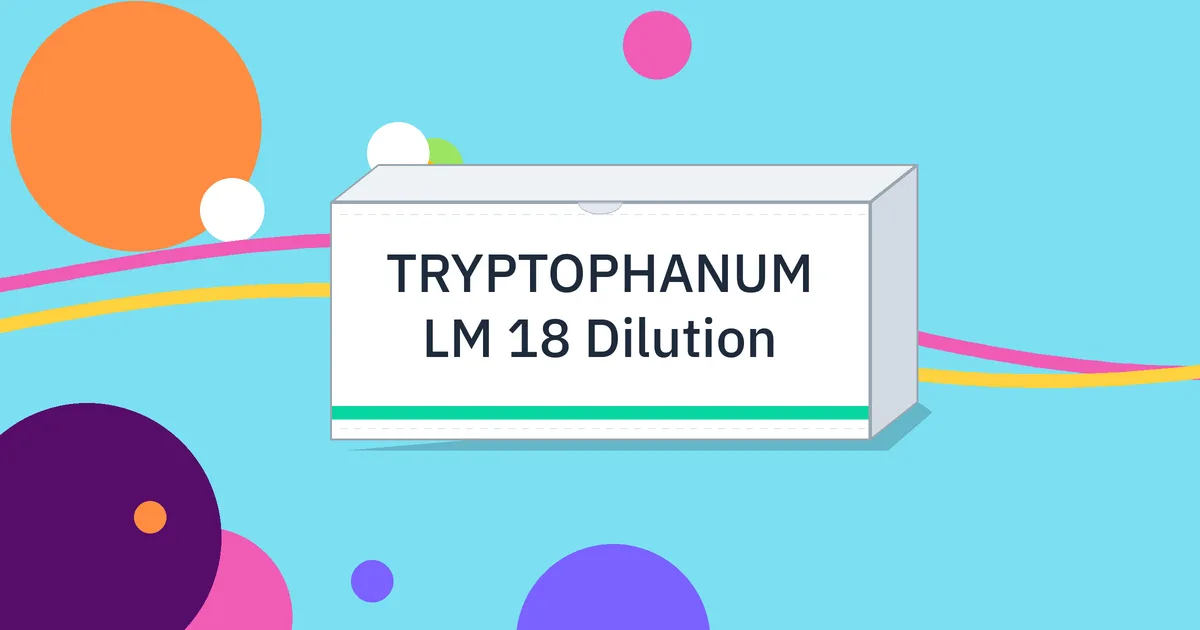 Symbolbild: Packung mit der Aufschrift TRYPTOPHANUM LM 18 Dilution (PZN 13253576) – Verfügbarkeit und Bezug in Apotheken in Frankfurt am Main