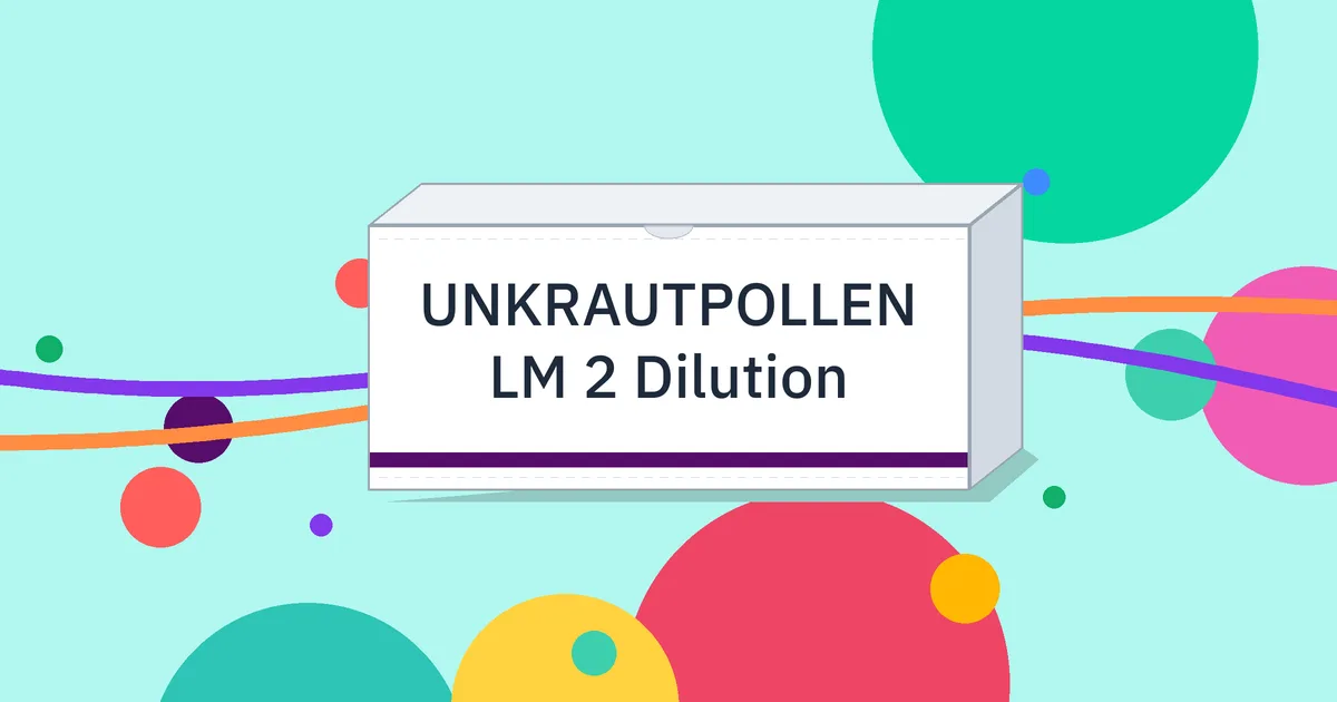 Symbolbild: Packung mit der Aufschrift UNKRAUTPOLLEN LM 2 Dilution (PZN 13255641) – Verfügbarkeit und Bezug in Apotheken in Frankfurt am Main