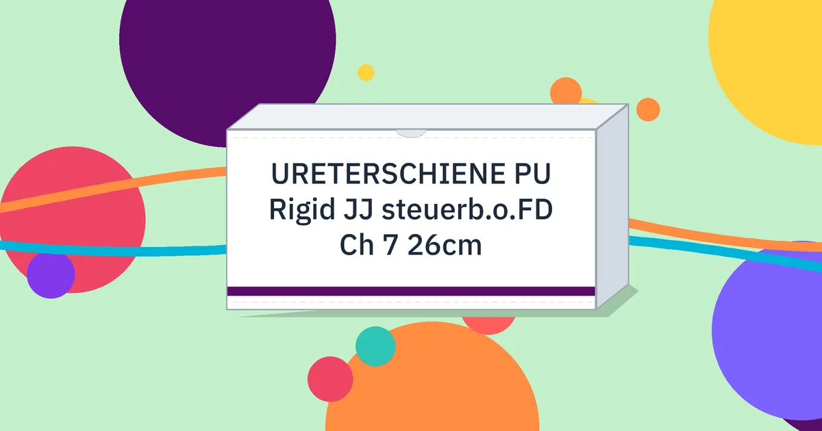 Symbolbild: Packung mit der Aufschrift URETERSCHIENE PU Rigid JJ steuerb.o.FD Ch 7 26cm (PZN 17998528) – Verfügbarkeit und Bezug in Apotheken in Frankfurt am Main