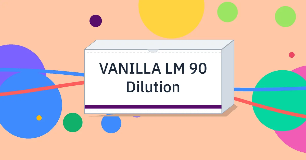 Symbolbild: Packung mit der Aufschrift VANILLA LM 90 Dilution (PZN 13264114) – Verfügbarkeit und Bezug in Apotheken in Frankfurt am Main