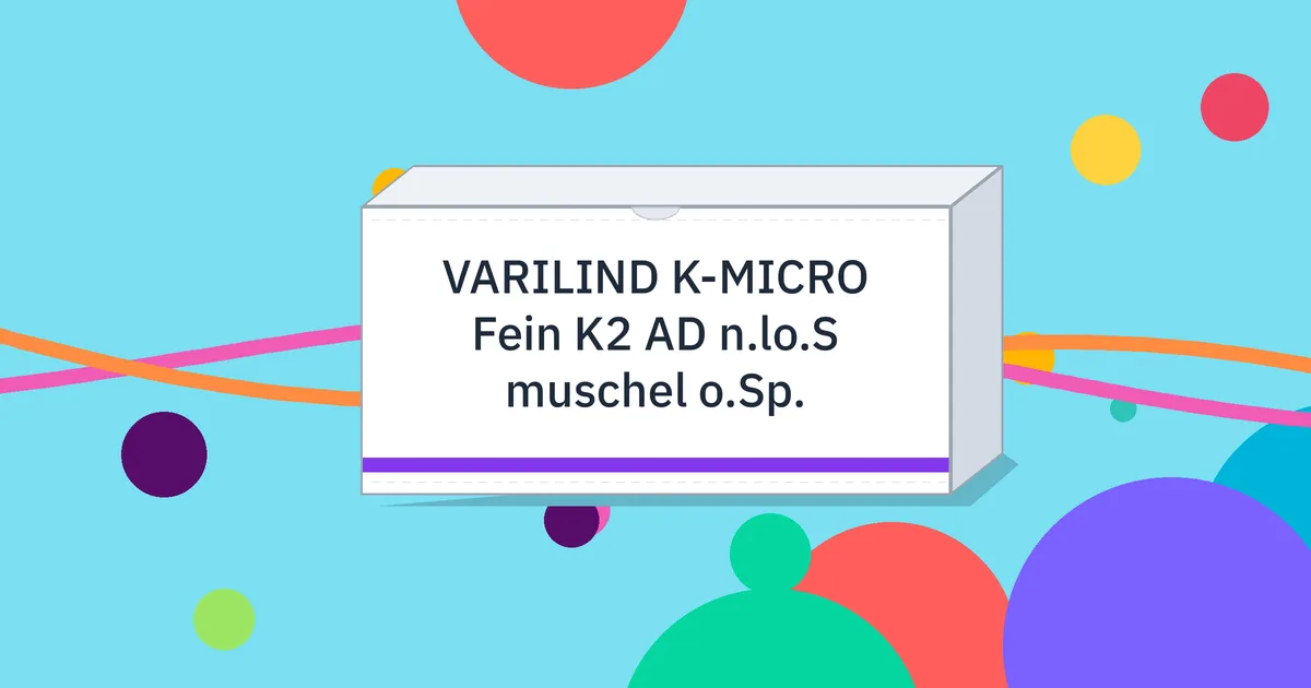 Symbolbild: Packung mit der Aufschrift VARILIND K-MICRO Fein K2 AD n.lo.S muschel o.Sp. (PZN 20559525) – Verfügbarkeit und Bezug in Apotheken in Frankfurt am Main