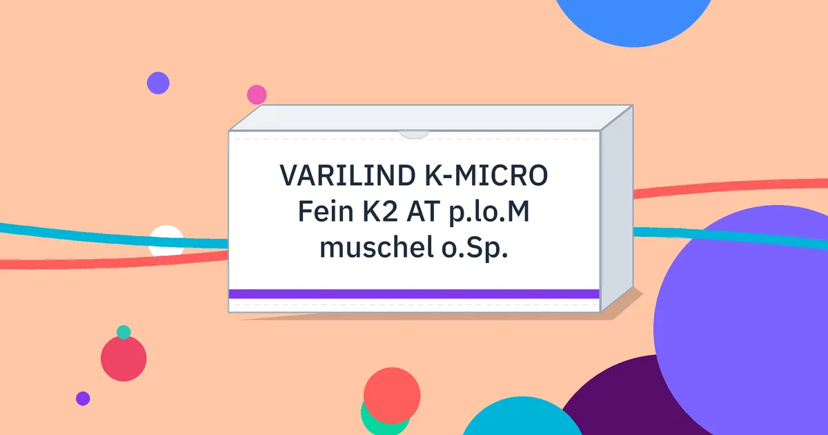 Symbolbild: Packung mit der Aufschrift VARILIND K-MICRO Fein K2 AT p.lo.M muschel o.Sp. (PZN 20554350) – Verfügbarkeit und Bezug in Apotheken in Frankfurt am Main