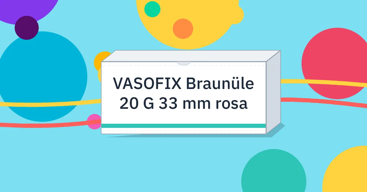 Symbolbild: Packung mit der Aufschrift VASOFIX Braunüle 20 G 33 mm rosa (PZN 18364464) – Verfügbarkeit und Bezug in Apotheken in Frankfurt am Main