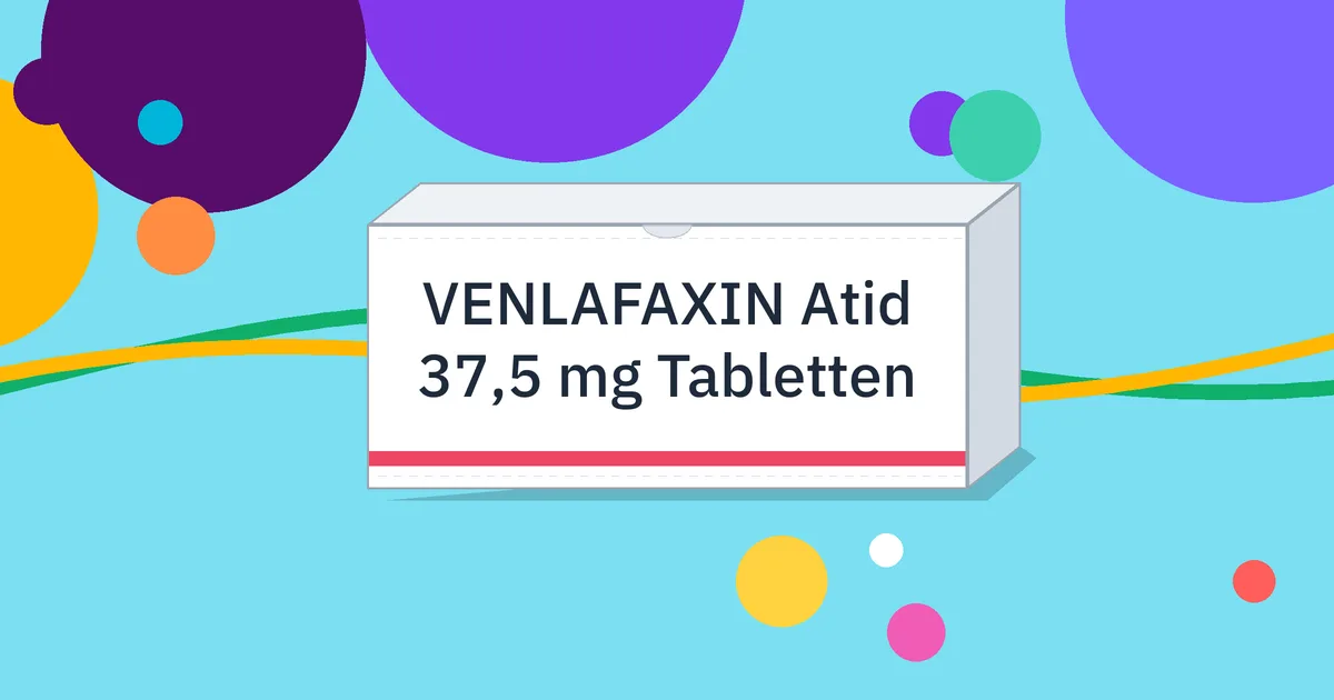 Symbolbild: Packung mit der Aufschrift VENLAFAXIN Atid 37,5 mg Tabletten (PZN 03519808) – Verfügbarkeit und Bezug in Apotheken in Frankfurt am Main