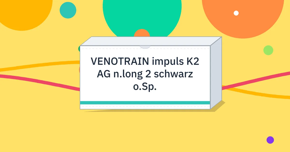 Symbolbild: Packung mit der Aufschrift VENOTRAIN impuls K2 AG n.long 2 schwarz o.Sp. (PZN 00496219) – Verfügbarkeit und Bezug in Apotheken in Frankfurt am Main