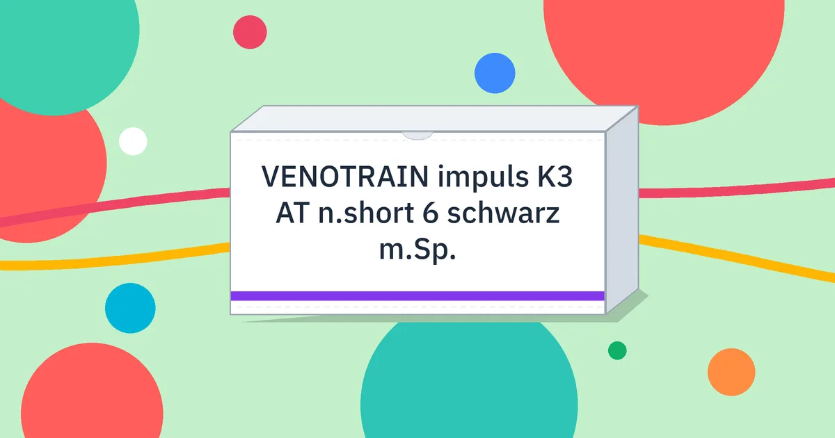 Symbolbild: Packung mit der Aufschrift VENOTRAIN impuls K3 AT n.short 6 schwarz m.Sp. (PZN 19356165) – Verfügbarkeit und Bezug in Apotheken in Frankfurt am Main