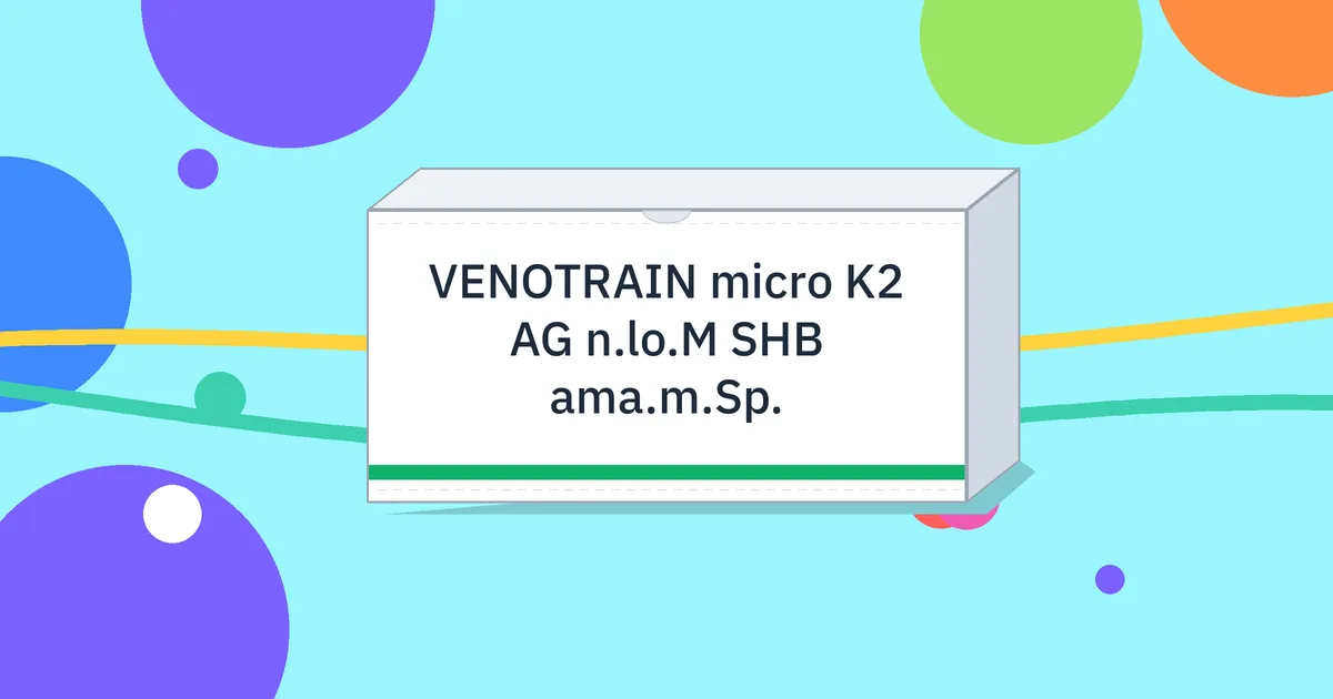Symbolbild: Packung mit der Aufschrift VENOTRAIN micro K2 AG n.lo.M SHB ama.m.Sp. (PZN 02352720) – Verfügbarkeit und Bezug in Apotheken in Frankfurt am Main
