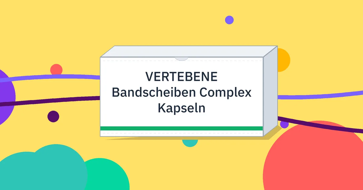 Symbolbild: Packung mit der Aufschrift VERTEBENE Bandscheiben Complex Kapseln (PZN 20025054) – Verfügbarkeit und Bezug in Apotheken in Frankfurt am Main