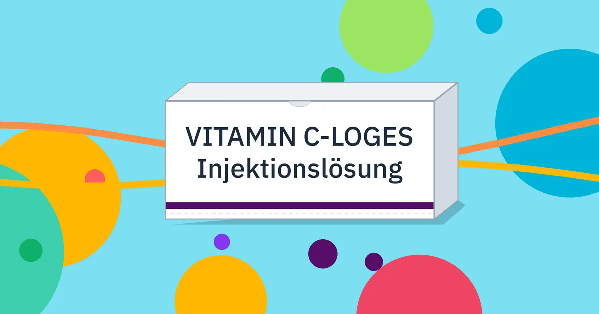 Symbolbild: Packung mit der Aufschrift VITAMIN C-LOGES Injektionslösung (PZN 13699668) – Verfügbarkeit und Bezug in Apotheken in Frankfurt am Main