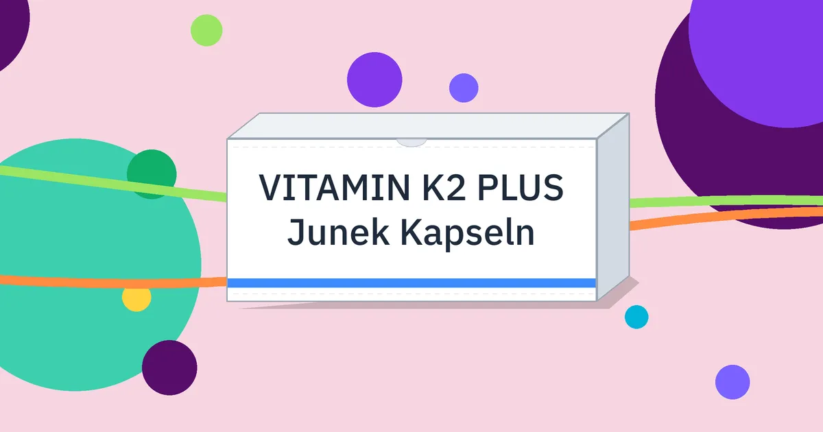Symbolbild: Packung mit der Aufschrift VITAMIN K2 PLUS Junek Kapseln (PZN 11189584) – Verfügbarkeit und Bezug in Apotheken in Frankfurt am Main