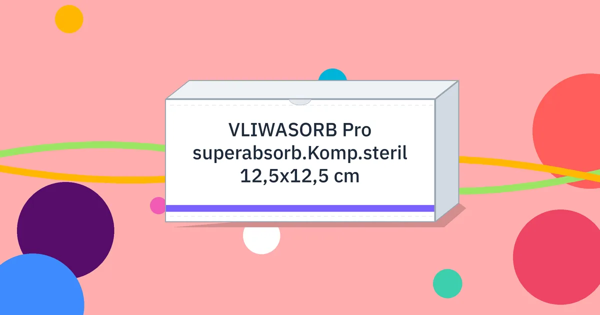 Symbolbild: Packung mit der Aufschrift VLIWASORB Pro superabsorb.Komp.steril 12,5x12,5 cm (PZN 16354674) – Verfügbarkeit und Bezug in Apotheken in Frankfurt am Main