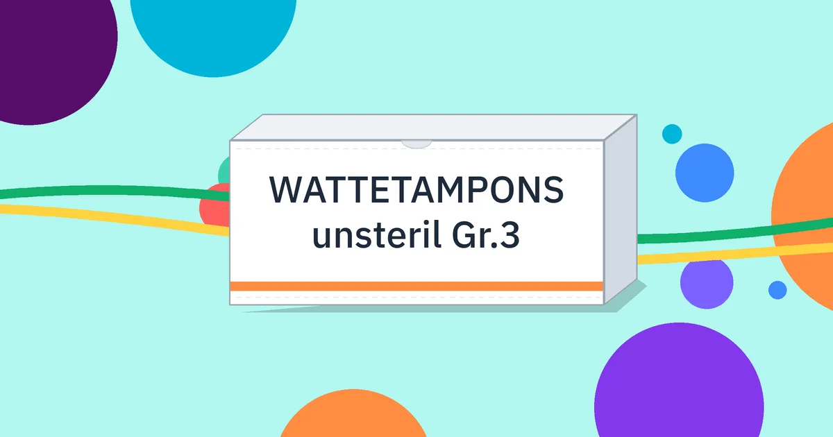 Symbolbild: Packung mit der Aufschrift WATTETAMPONS unsteril Gr.3 (PZN 01960587) – Verfügbarkeit und Bezug in Apotheken in Frankfurt am Main