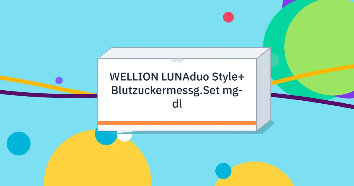 Symbolbild: Packung mit der Aufschrift WELLION LUNAduo Style+ Blutzuckermessg.Set mg-dl (PZN 11527199) – Verfügbarkeit und Bezug in Apotheken in Frankfurt am Main