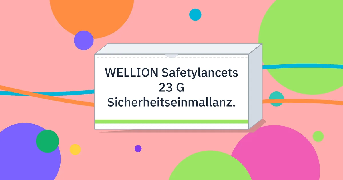 Symbolbild: Packung mit der Aufschrift WELLION Safetylancets 23 G Sicherheitseinmallanz. (PZN 20740549) – Verfügbarkeit und Bezug in Apotheken in Frankfurt am Main