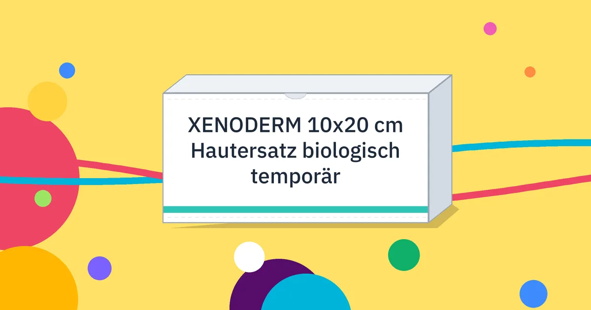 Symbolbild: Packung mit der Aufschrift XENODERM 10x20 cm Hautersatz biologisch temporär (PZN 02738394) – Verfügbarkeit und Bezug in Apotheken in Frankfurt am Main