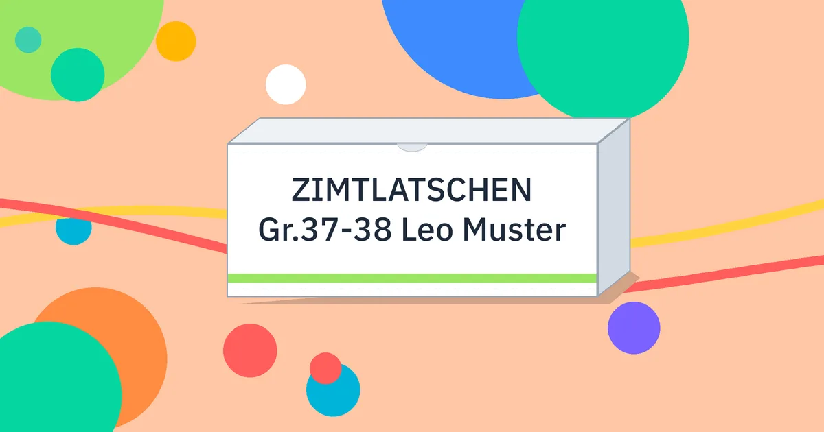 Symbolbild: Packung mit der Aufschrift ZIMTLATSCHEN Gr.37-38 Leo Muster (PZN 18391308) – Verfügbarkeit und Bezug in Apotheken in Frankfurt am Main