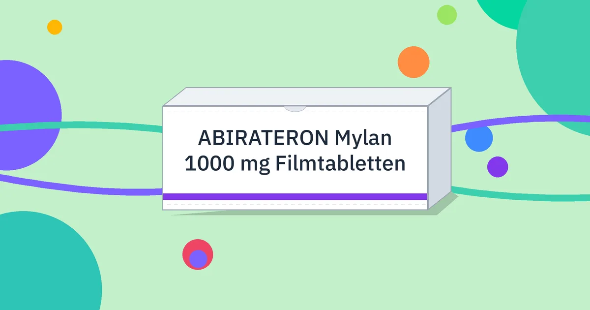 Symbolbild: Packung mit der Aufschrift ABIRATERON Mylan 1000 mg Filmtabletten (PZN 18908214) – Verfügbarkeit und Bezug in Apotheken in Frankfurt am Main