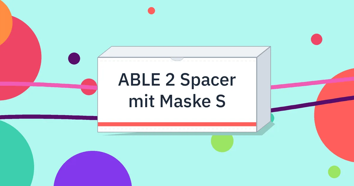 Symbolbild: Packung mit der Aufschrift ABLE 2 Spacer mit Maske S (PZN 15517476) – Verfügbarkeit und Bezug in Apotheken in Frankfurt am Main
