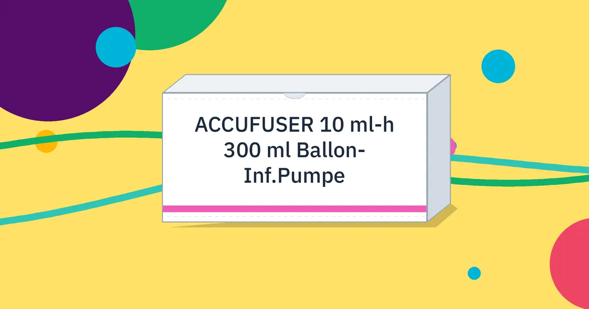 Symbolbild: Packung mit der Aufschrift ACCUFUSER 10 ml-h 300 ml Ballon-Inf.Pumpe (PZN 10710808) – Verfügbarkeit und Bezug in Apotheken in Frankfurt am Main