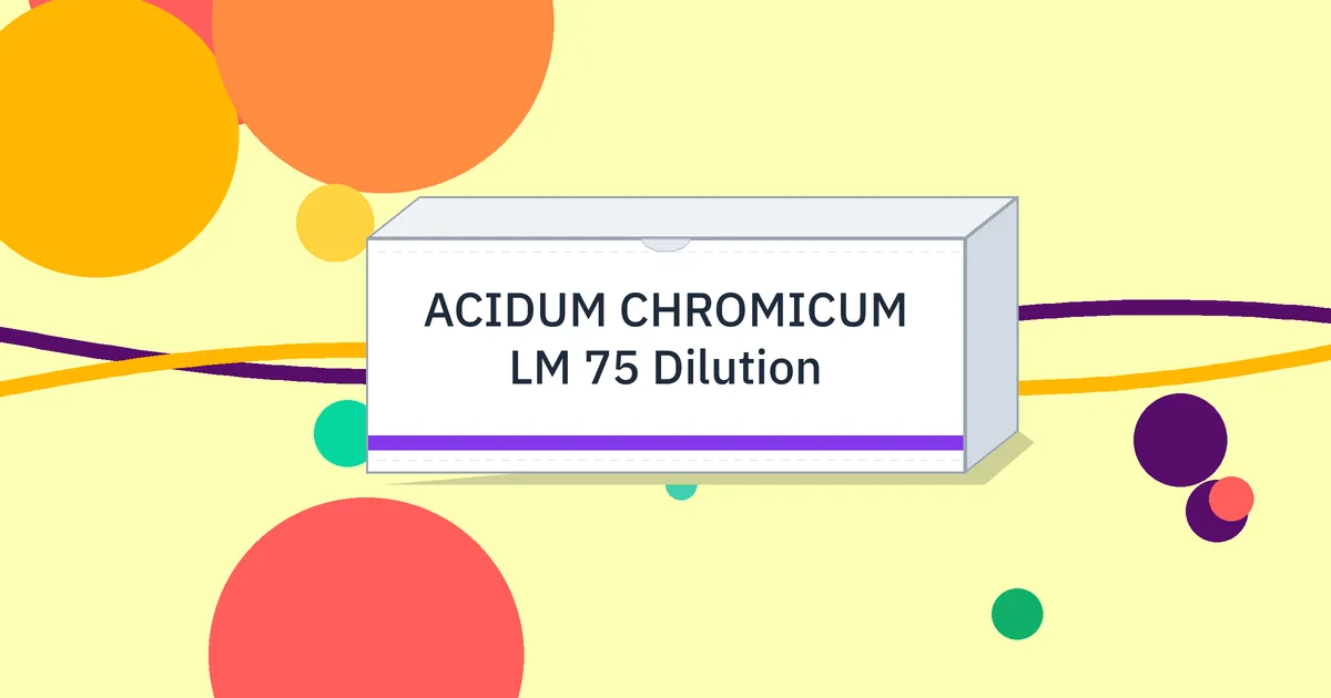 Symbolbild: Packung mit der Aufschrift ACIDUM CHROMICUM LM 75 Dilution (PZN 13273082) – Verfügbarkeit und Bezug in Apotheken in Frankfurt am Main