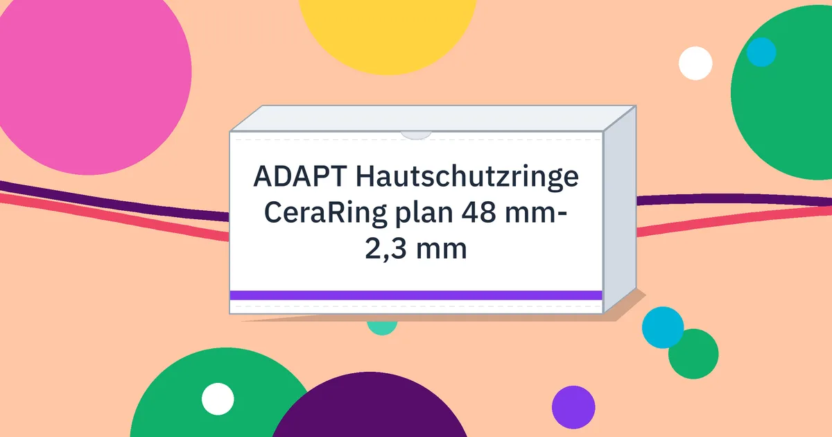 Symbolbild: Packung mit der Aufschrift ADAPT Hautschutzringe CeraRing plan 48 mm-2,3 mm (PZN 12464153) – Verfügbarkeit und Bezug in Apotheken in Frankfurt am Main